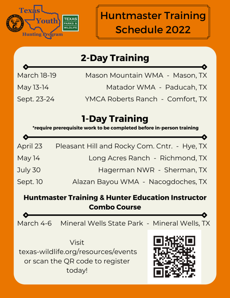 Huntmaster Training Schedule - Texas Youth Hunting Program